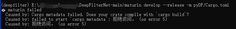 maturin failed · Issue #135 · Rikorose/DeepFilterNet · GitHub