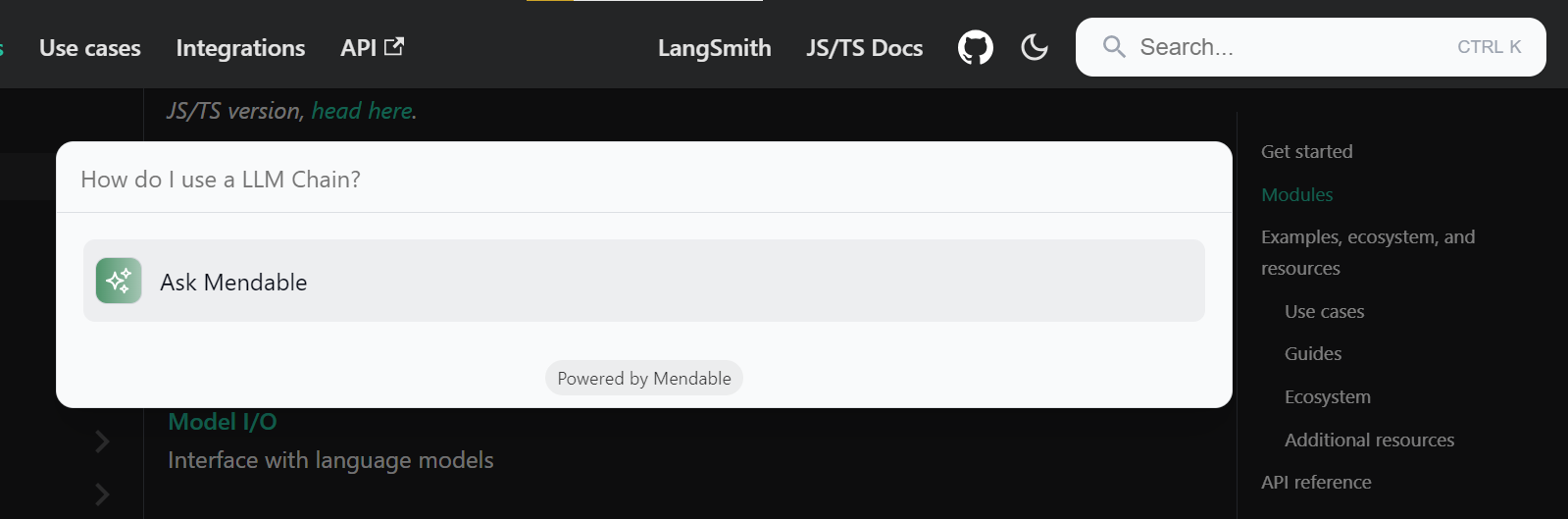 The "search bar" and "mendable chat" should also follow the dark theme. · Issue #9028 ...