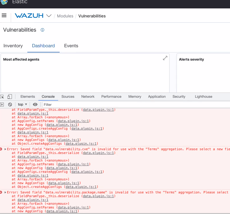 Vulnerabilities dashboards don't load properly. · Issue #3607 · wazuh/wazuh-dashboard-plugins ...