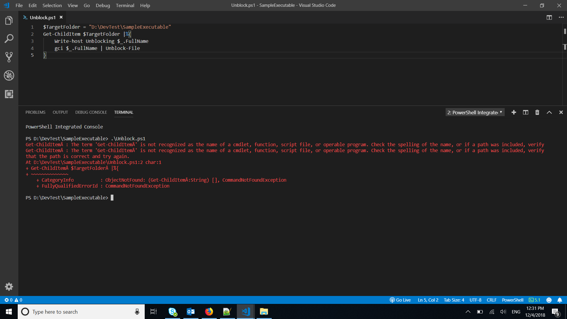Visual Studio Code Powershell