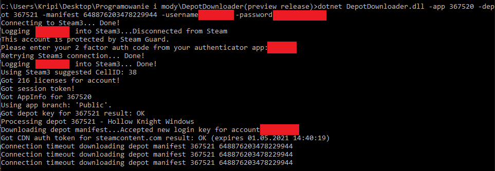 "Connection timeout downloading depot manifest" · Issue #198 · SteamRE ...