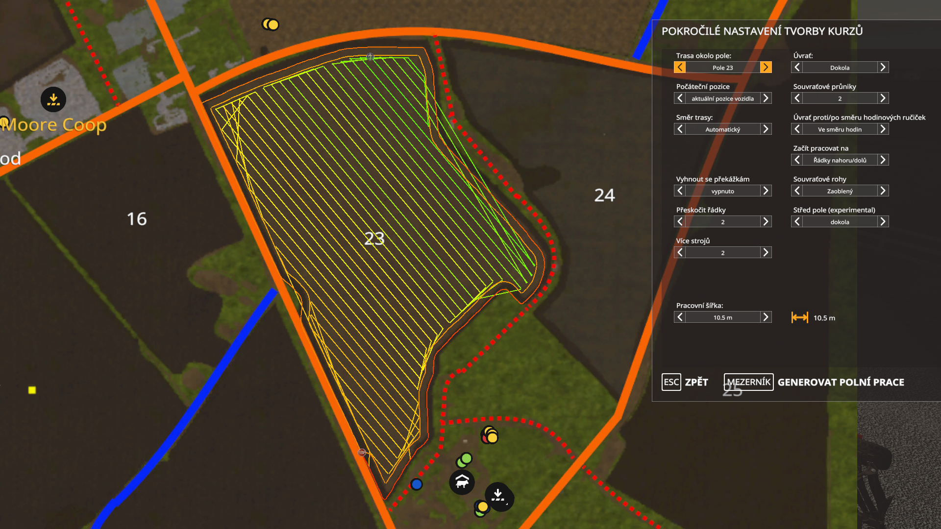 Racetrack mode uses wide turn with corner avoidance between rows on non ...