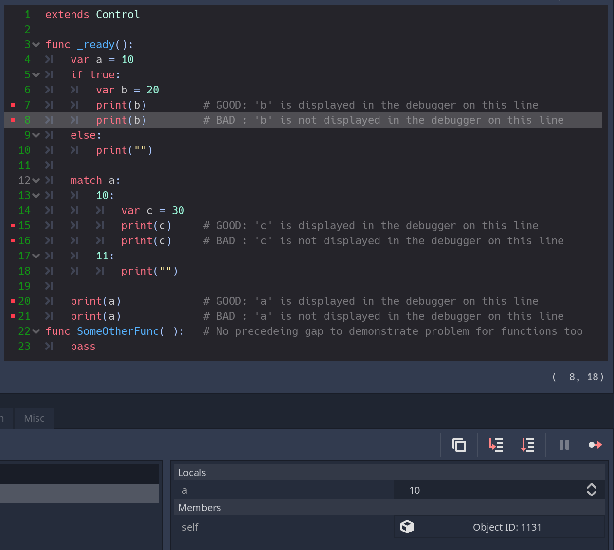 Debugger doesn't show local variables if debug line is the last line of file · Issue #28151 ...