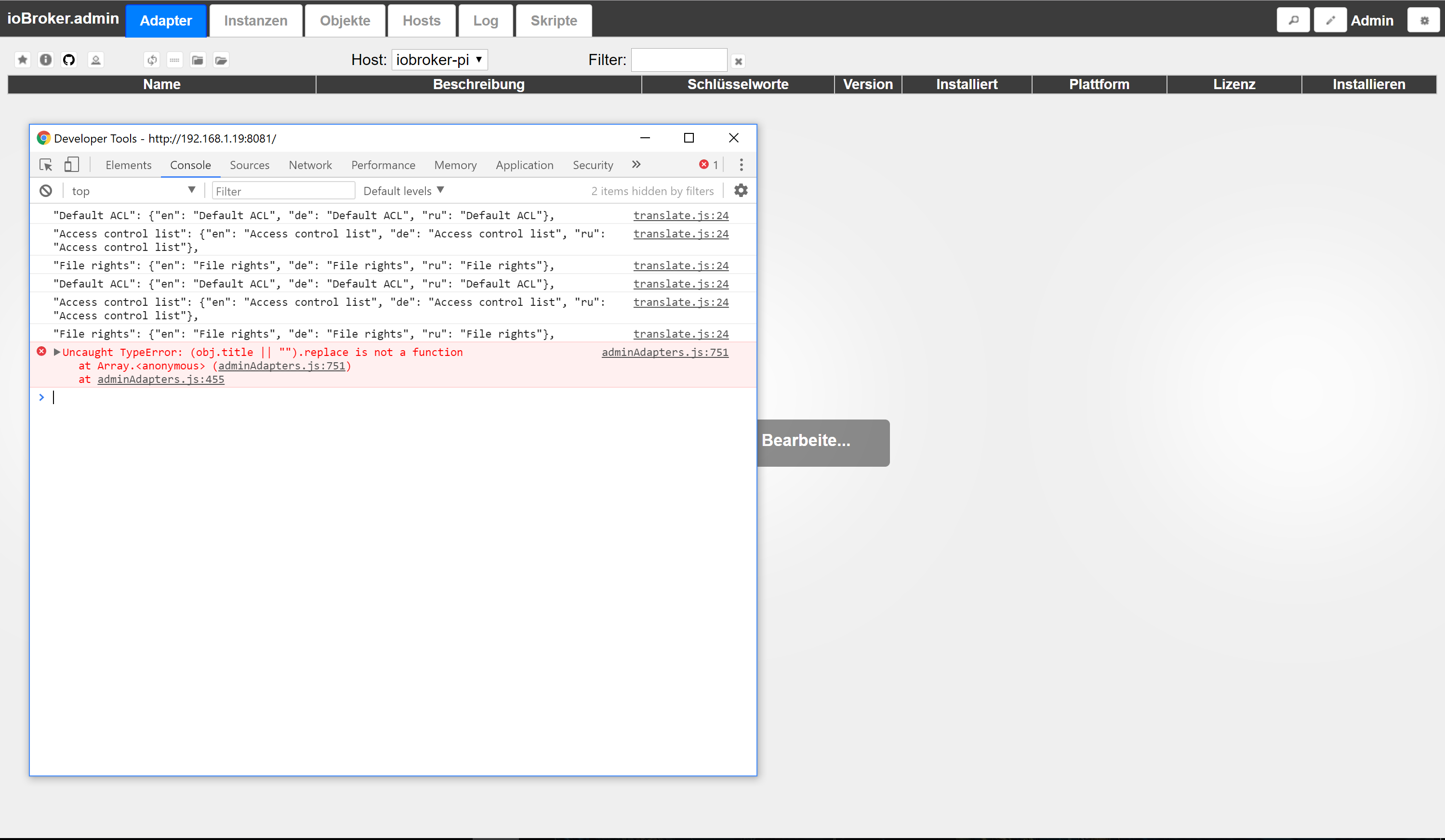 Adapterliste lädt nicht mehr · Issue #30 · ioBroker/ioBroker · GitHub