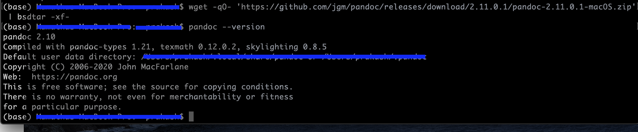 Latest pandoc download of 2.11 still installs 2.10 and hence, I am ...