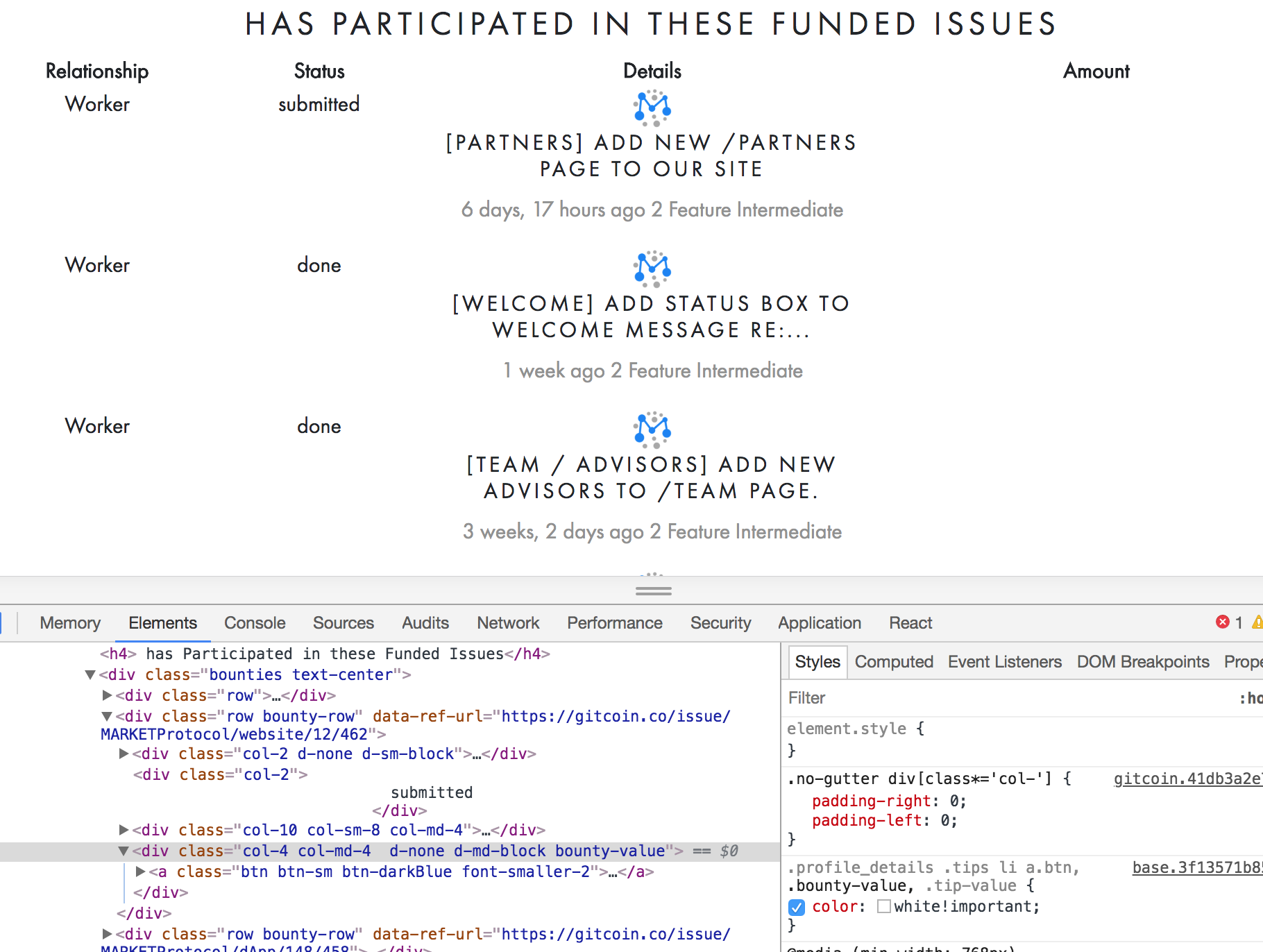 Bounty amounts not showing on /profile · Issue #1264 · gitcoinco/web ...