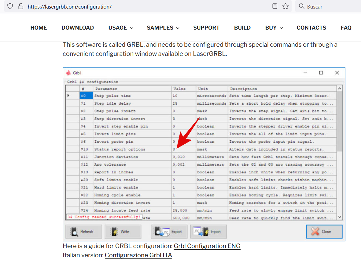 Clarification of LASERGRBL manual with respect to GRBL manual ( $ 10 ...