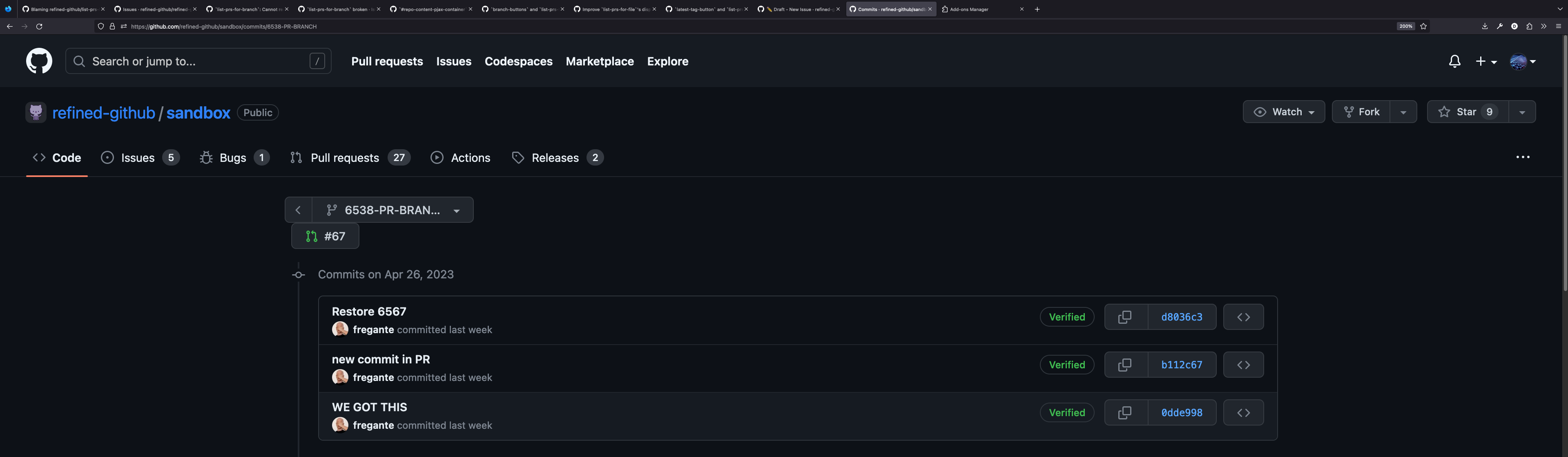 The `list-prs-for-branch` button is mispositioned/vertically-misaligned ...