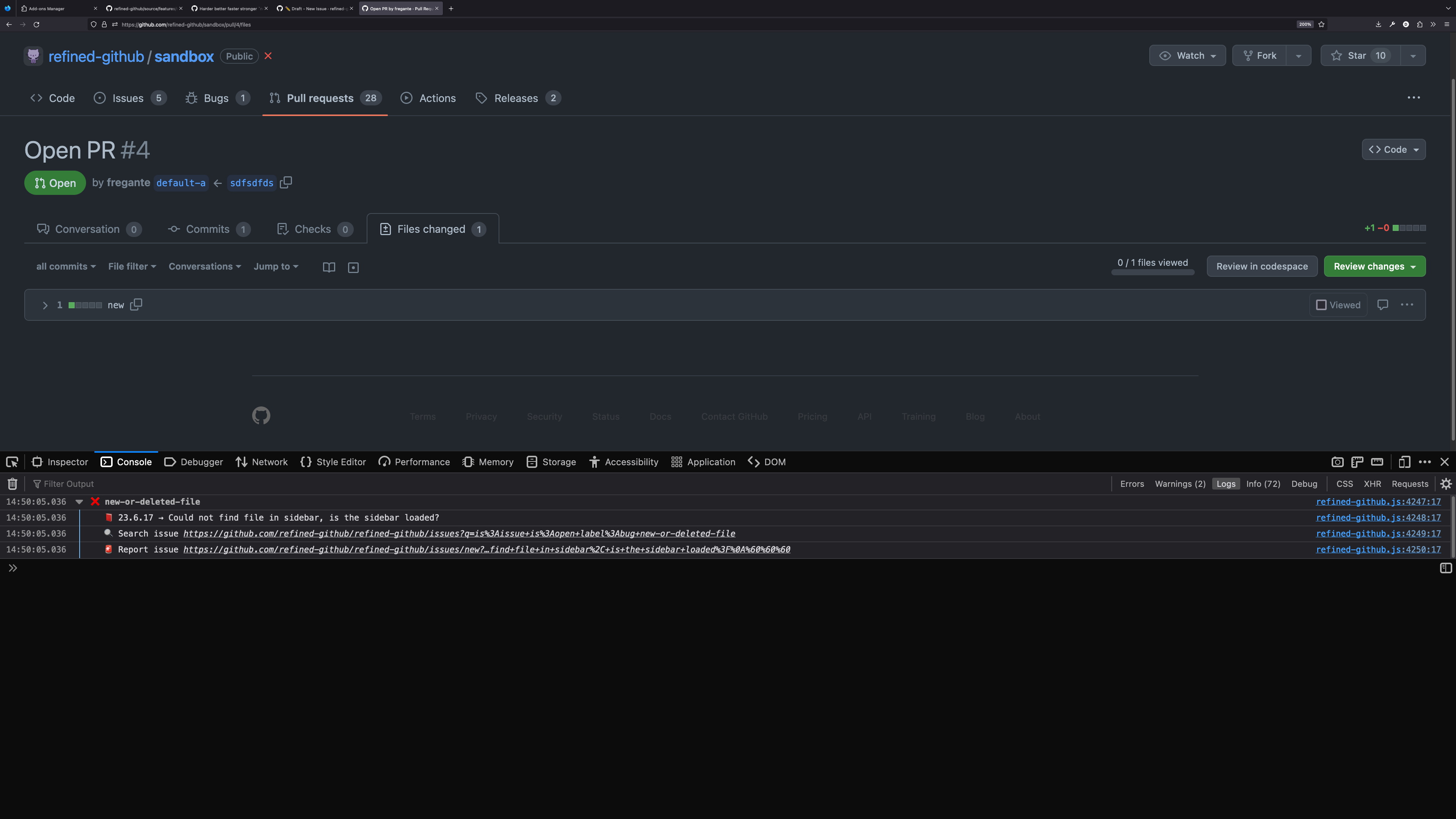 `new-or-deleted-file` breaks due to a missing pull request files-changed sidebar · Issue #6741 ...