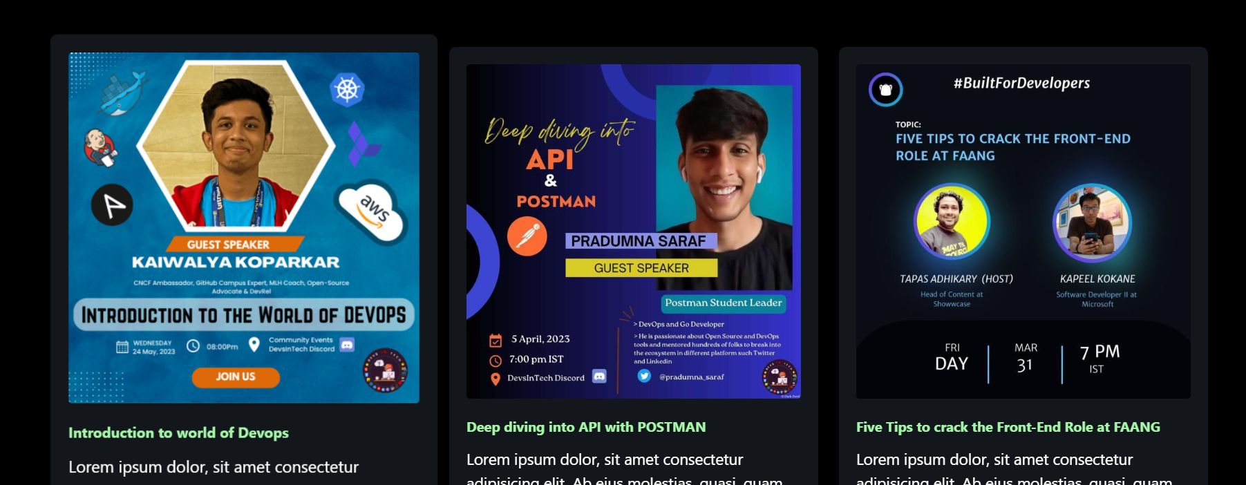 [style]: Event section need UI improvement. · Issue #254 · devs-in-tech/DevsInTech · GitHub