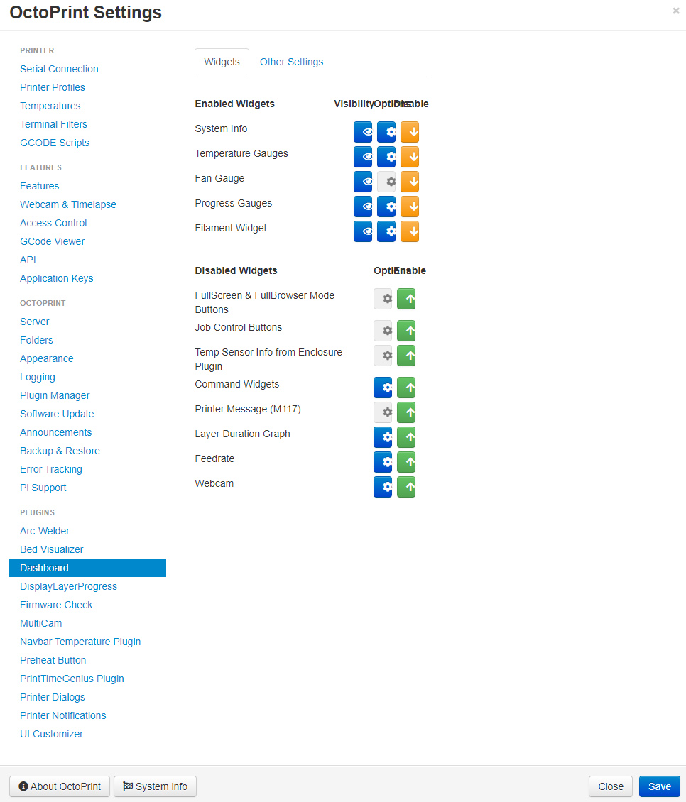 Settings layout weirdness · Issue #274 · j7126/OctoPrint-Dashboard · GitHub