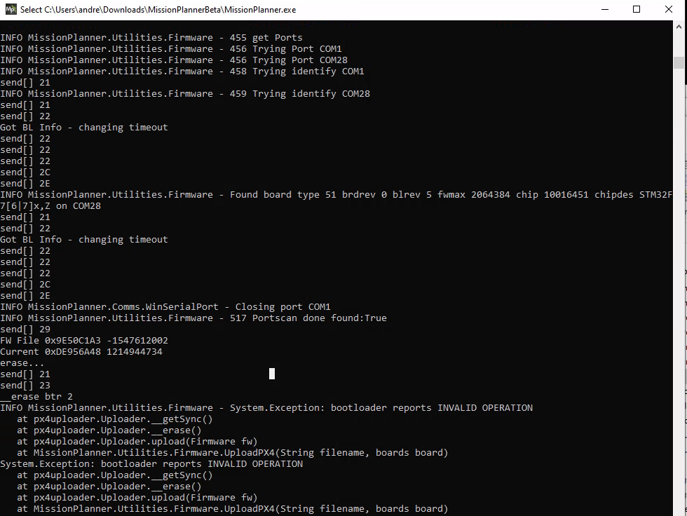 failed to load fw when running px4 bootloader · Issue #2717 · ArduPilot/MissionPlanner · GitHub
