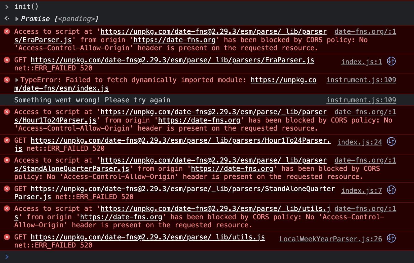 Websites Init Function Blocked By Cors · Issue 3334 · Date Fnsdate Fns · Github
