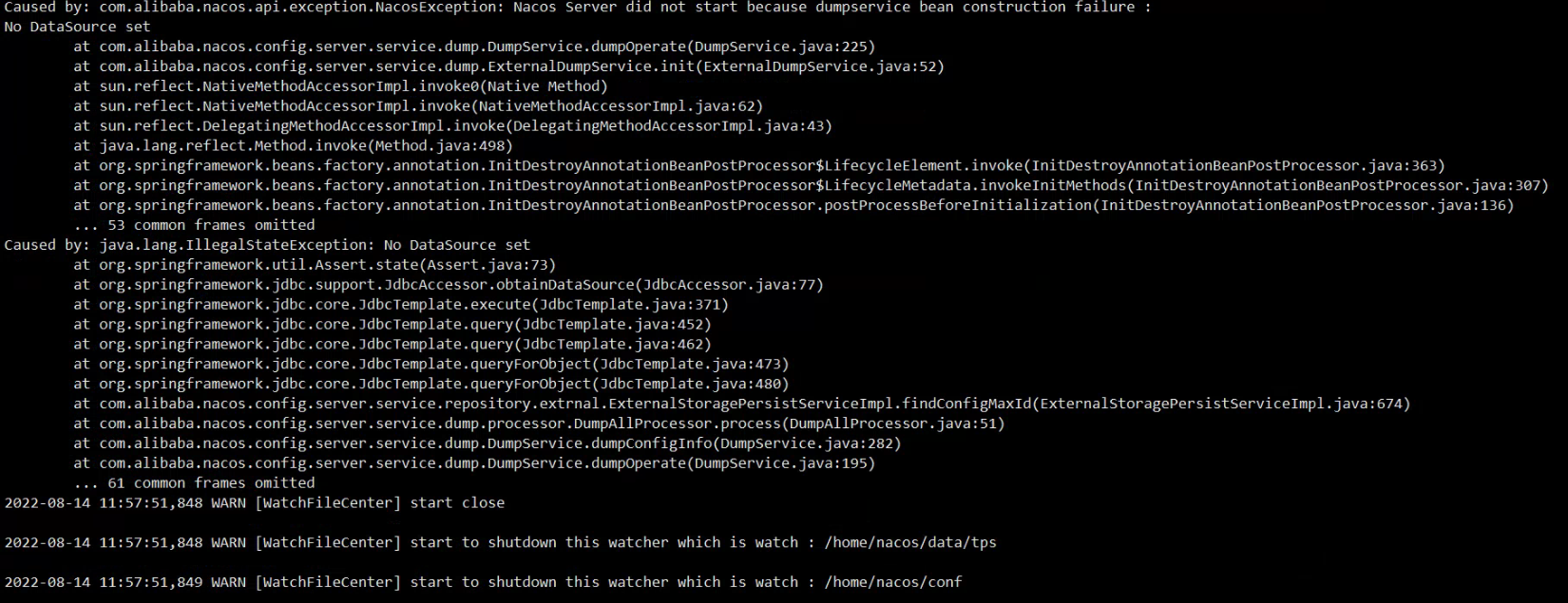 Helm部署nacos使用k8s集群外部mysql数据库nacos启动报错无法找到数据源!求解答,配置如下。 · Issue 333 · Nacos Groupnacos K8s