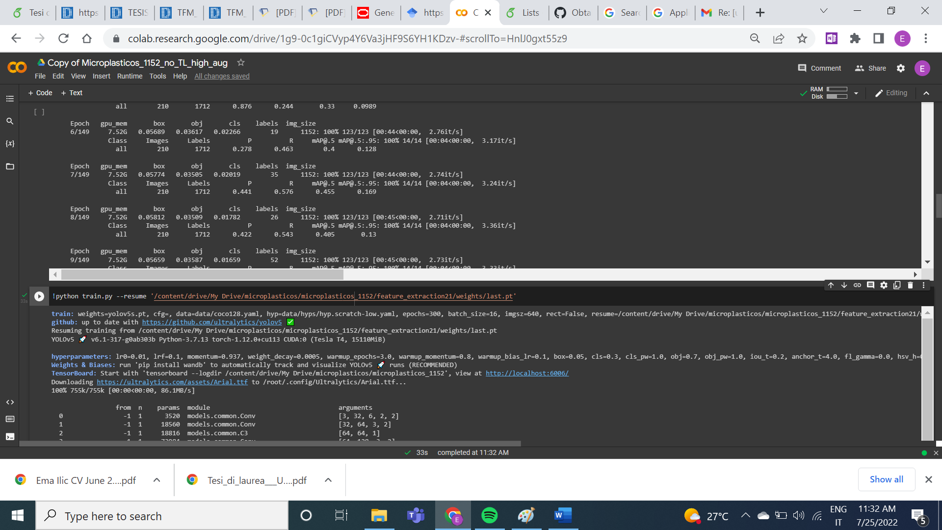 Obtain per-class Metrics relevant to training if the cell output is ...