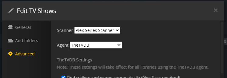 Newtonsoft.Json.JsonSerializationException: Error converting value "com.plexapp.agents.thetvdb ...
