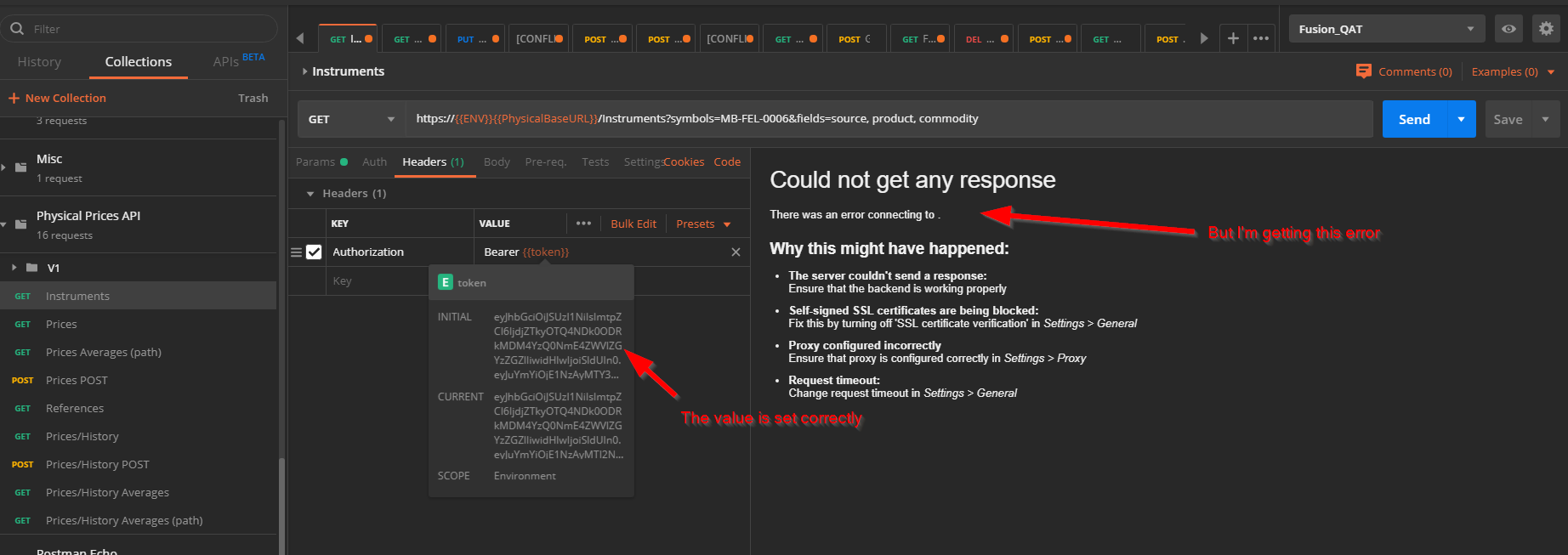 Setting environment variable from 'Manage Access Token' dialog incorrectly adding newline ...