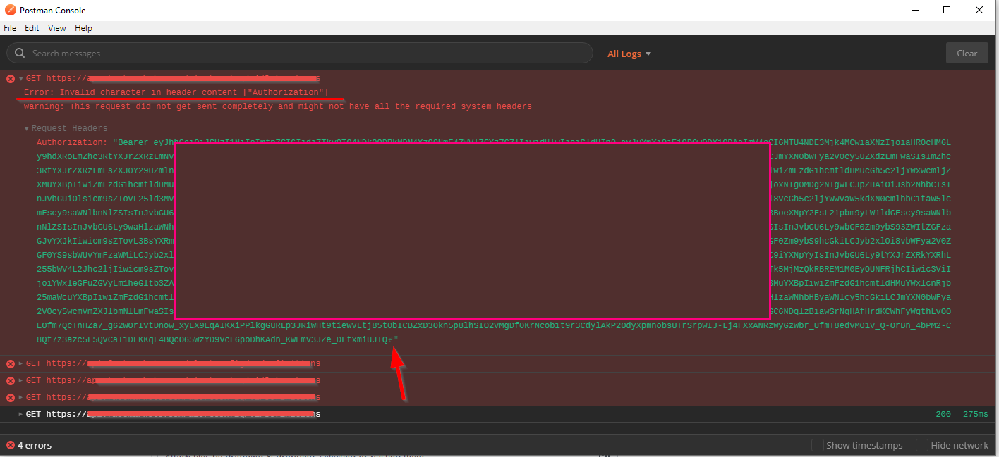 Setting environment variable from 'Manage Access Token' dialog incorrectly adding newline ...
