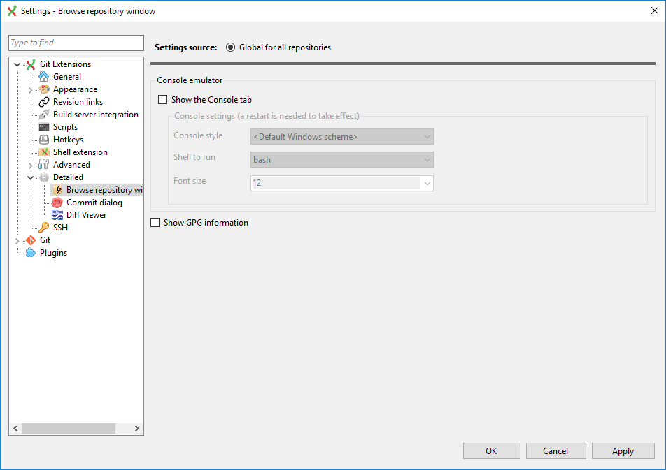 Bug: Console tab setting requires restart · Issue #5787 · gitextensions/gitextensions · GitHub