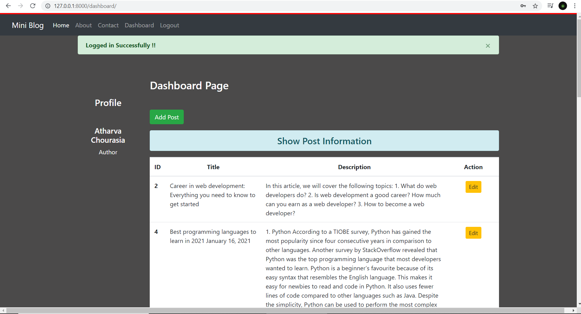 GitHub - adityachourasia1080/MiniBlog: Blogging platform for college students