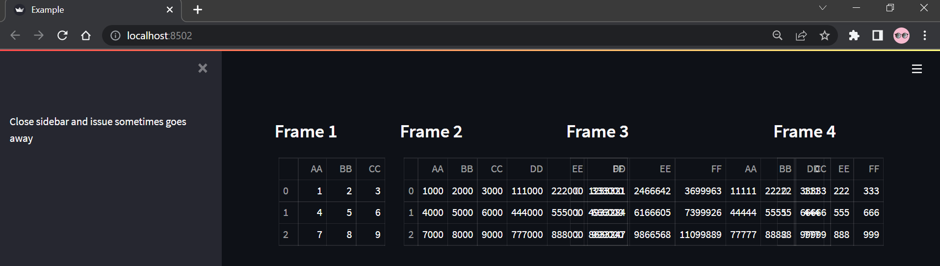 DataFrames in columns intermittently overlapping. · Issue #4914 · streamlit/streamlit · GitHub