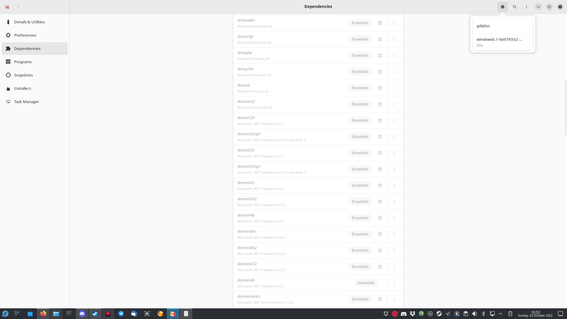 [Request]: Give more feedback on dependency installing · Issue #2195 · bottlesdevs/Bottles · GitHub