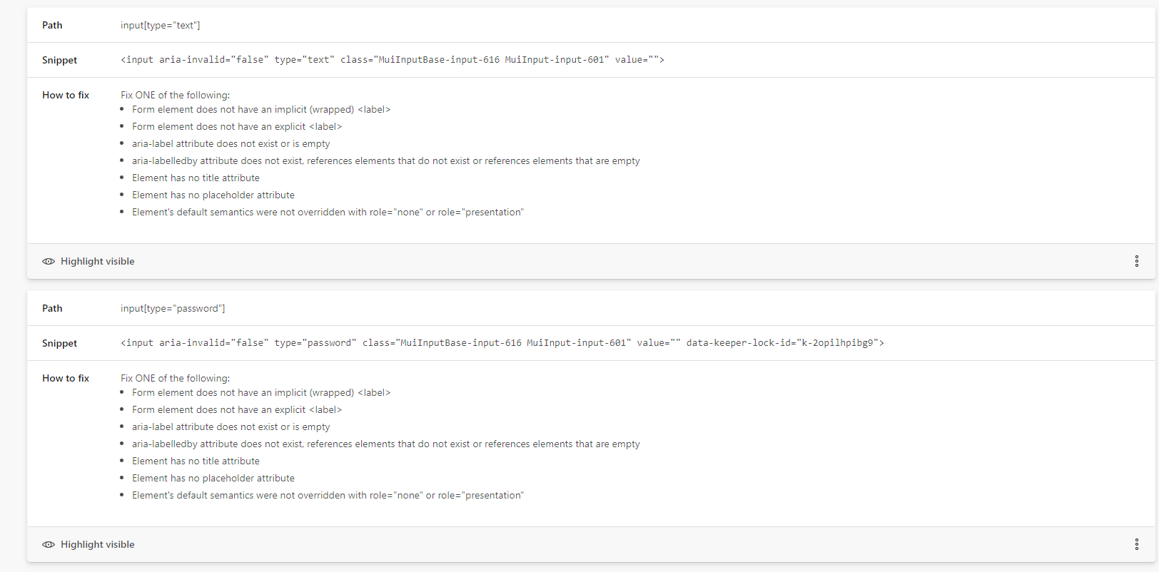 Login Page automated Accessibiilty checks (Accessibilty Insights for Web) · Issue #813 · ral ...