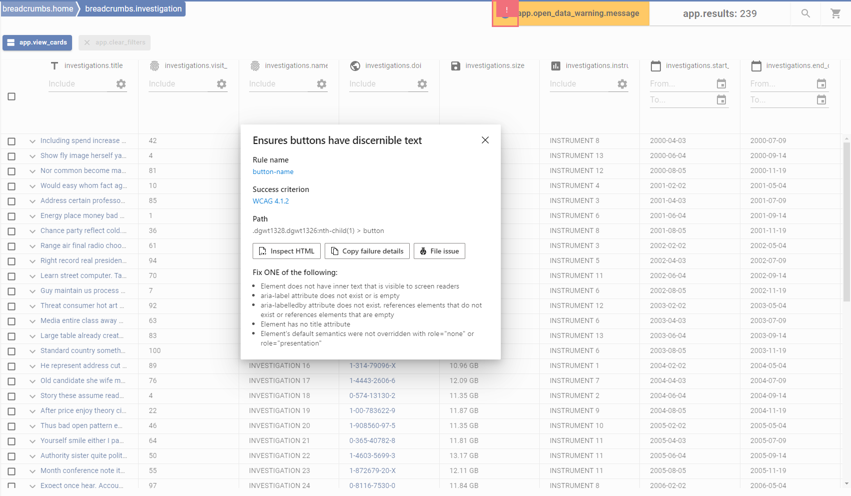 Adding discernible text to open label info icon · Issue #1158 · ral-facilities/datagateway · GitHub