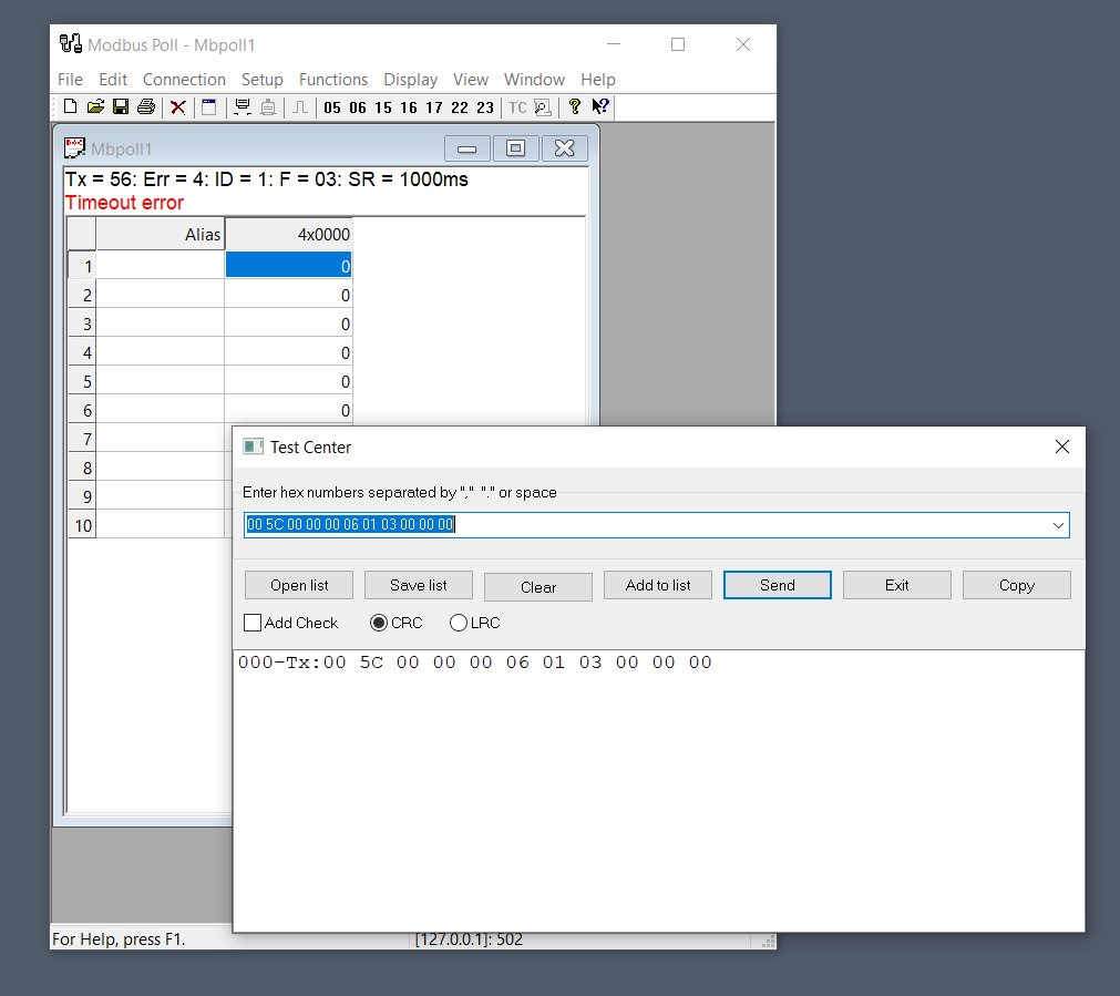 Modbus TCP/IP server keeps spinning in a loop after the client ...
