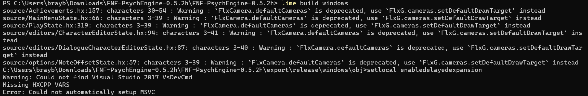 compiling issue · Issue #8615 · ShadowMario/FNF-PsychEngine · GitHub