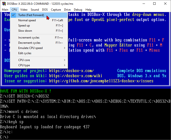 Add "Fast Forward" option (similar to DosBox-X turbo mode) · Issue ...