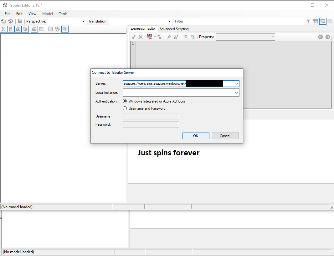 Cannot connect to Azure Analysis Services with 2.16.7 · Issue #1008 · TabularEditor ...
