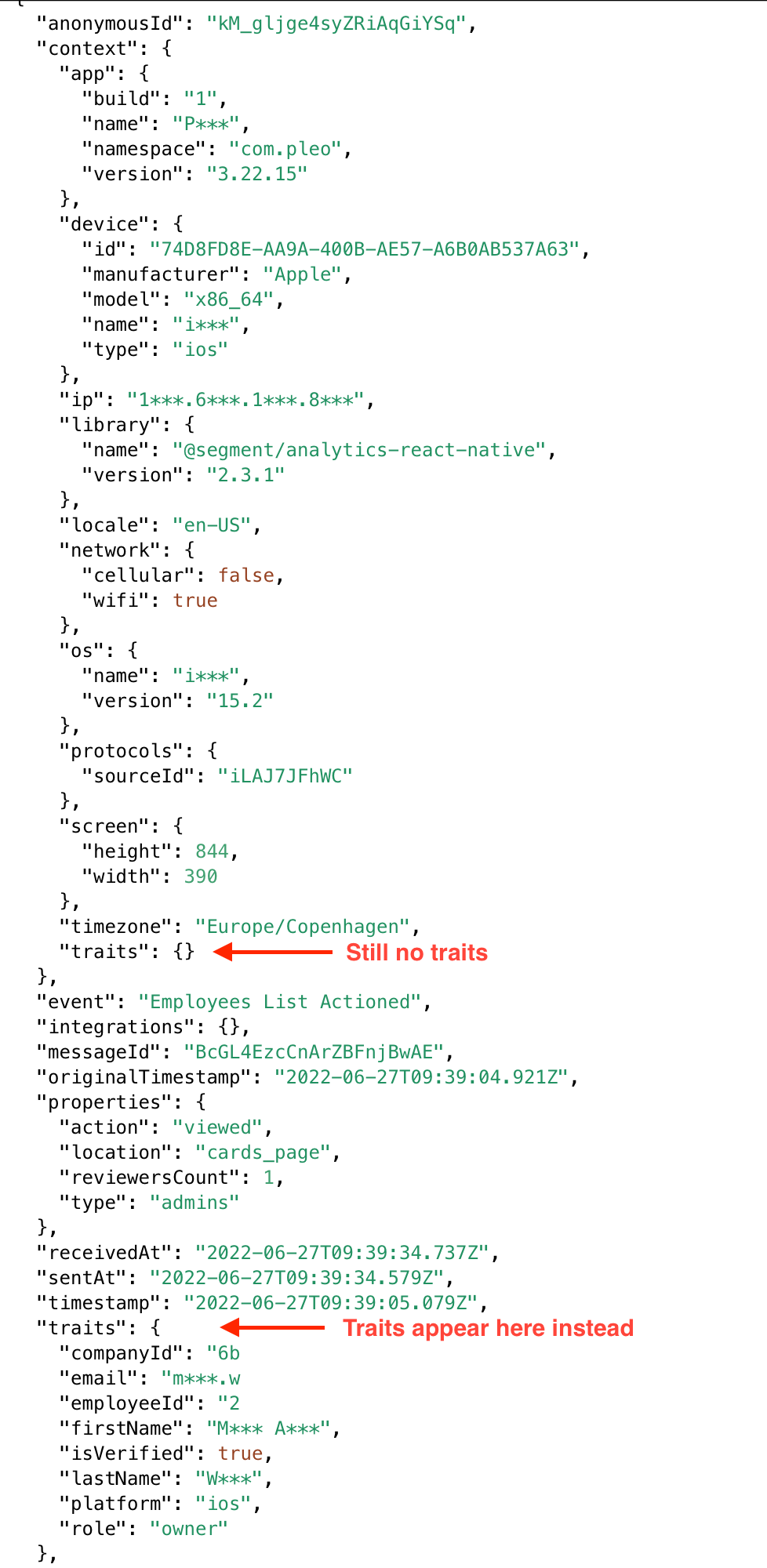 `traits` don't appear on `context` on tracking events · Issue #586 · segmentio/analytics-react ...
