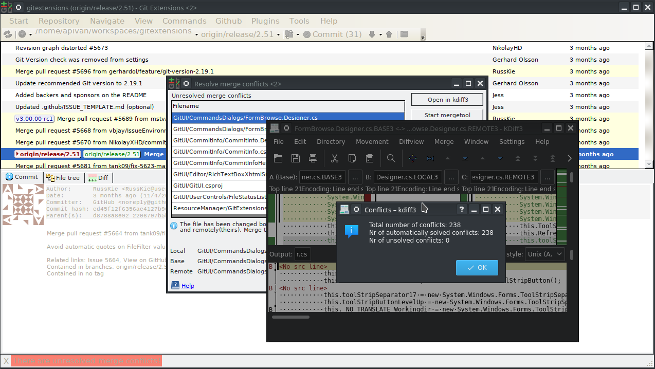 mono: freezing in "Resolve merge conflicts" after closing kdiff3 · Issue #3726 · gitextensions ...