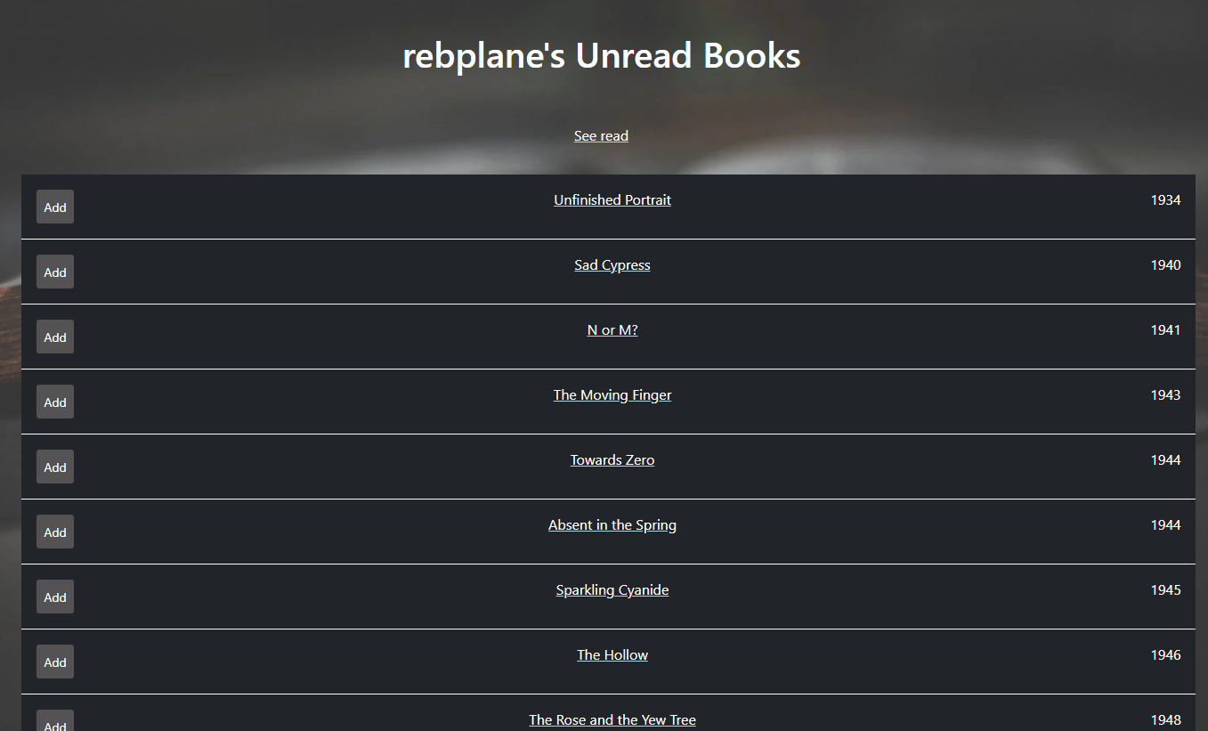 GitHub - rebplane/agatha-christie-books