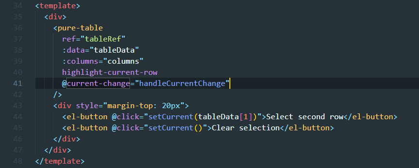 单选示例中，选中一行后，钩子 `current-change` 没有调用 · Issue #8 · pure-admin/pure-admin ...