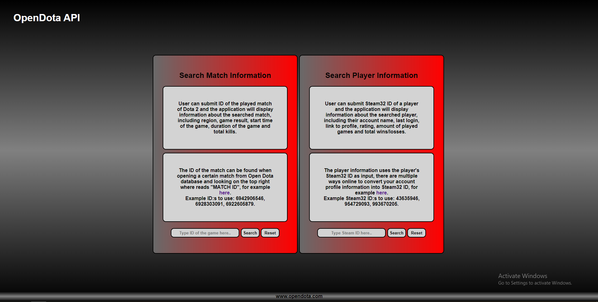GitHub - hakalakaro/opendota-app: This is a web-based tool that allows user to retrieve and view ...