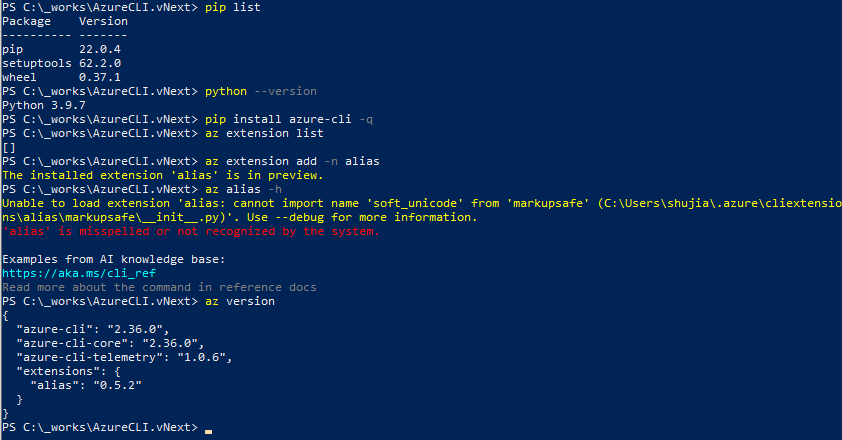 Fail to load extension 'alias' and 'arcdata' · Issue #4798 · Azure ...
