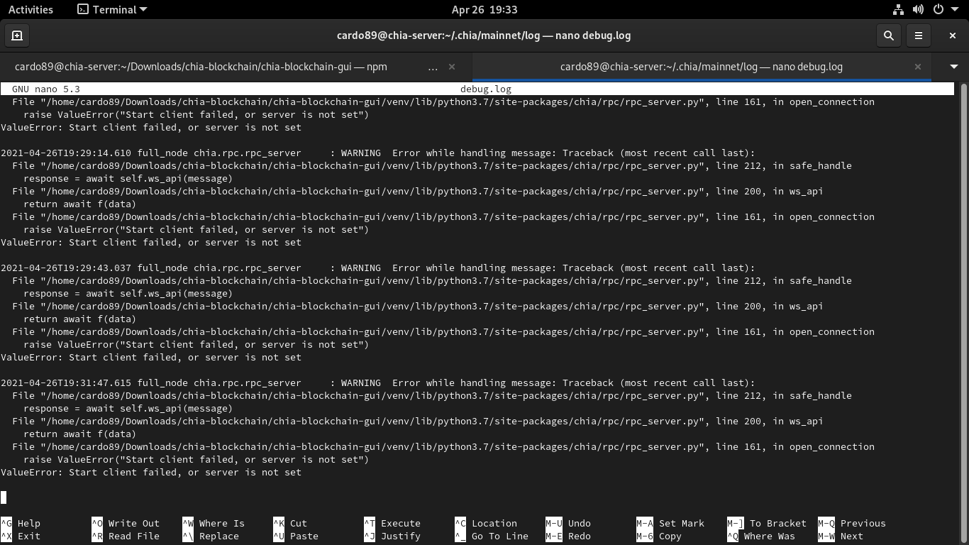 Not Synced no node connection [8444 open], strange log on fedora 33 ...