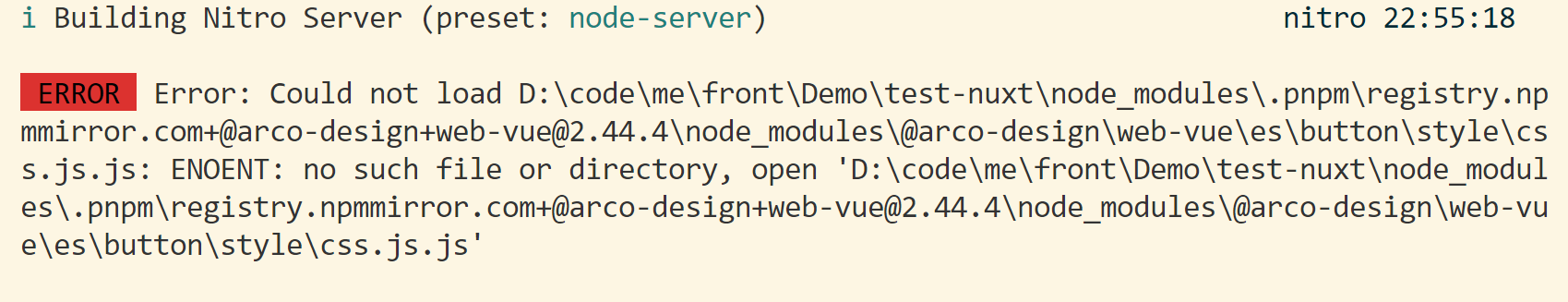Nuxt+Arco project, there are duplicate .js file suffixes in the loading file path during build ...