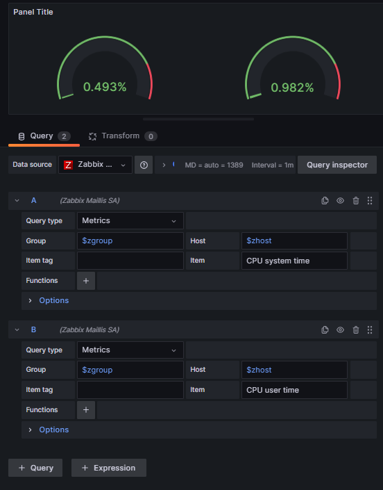 Zabbix queries do not process variables when an expression is present on a panel · Issue #1502 ...