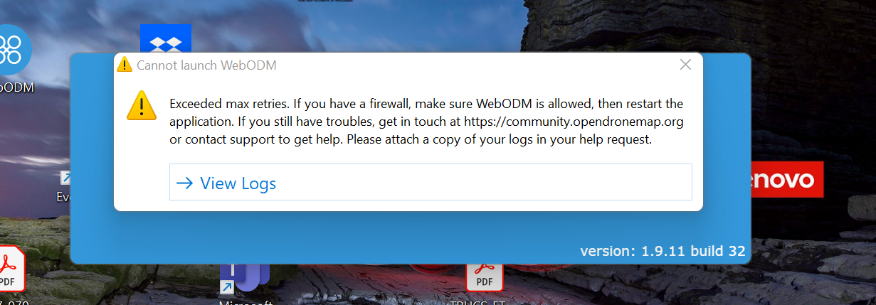 Cannot launch WebODM · Issue #1091 · OpenDroneMap/WebODM · GitHub