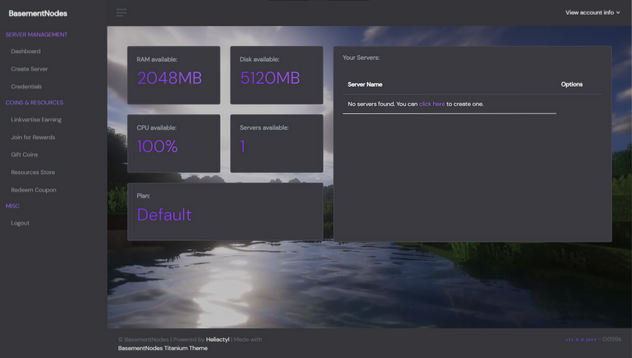 GitHub - coreyhsGames/BN-Titanium-Theme: Custom Heliactyl Theme for the BasementNodes Dashboard.