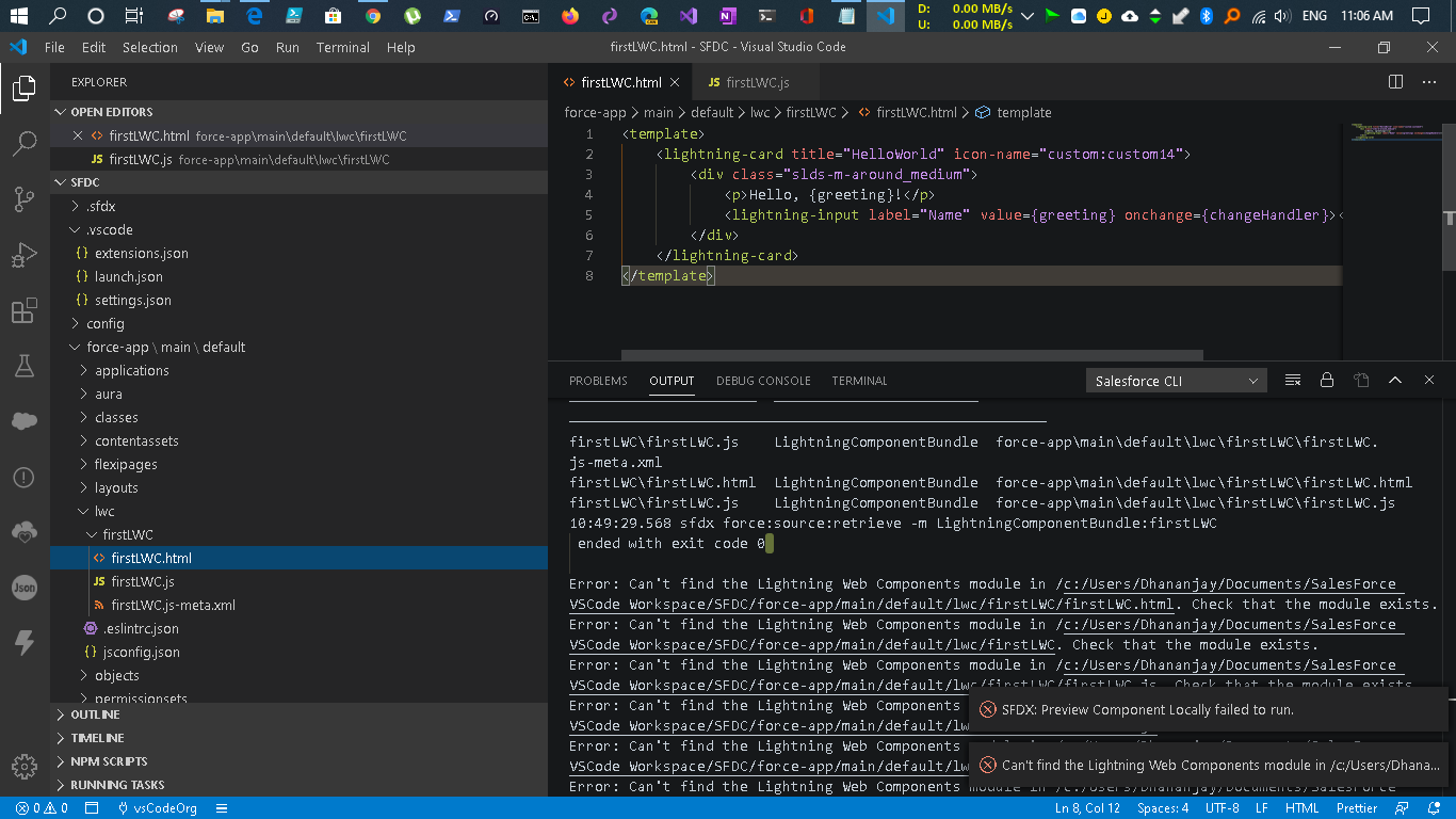 Sfdx Preview Component Locally Failed Error · Issue 1903 · Forcedotcom Salesforcedx Vscode