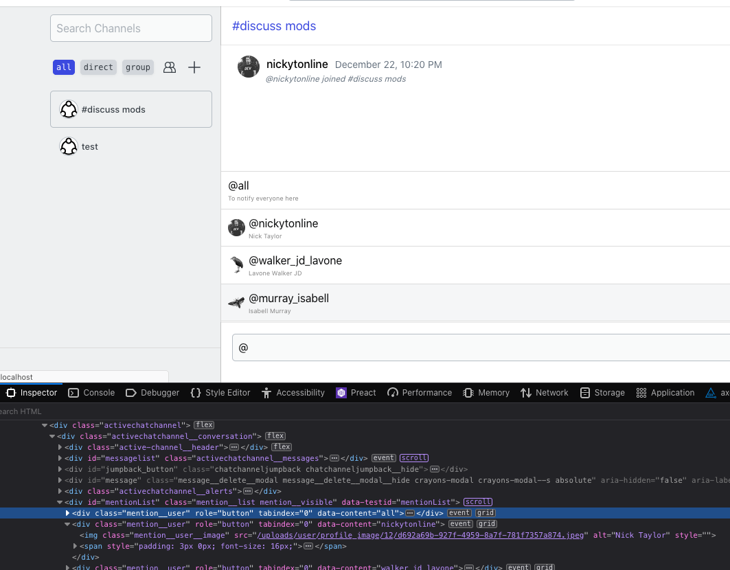 Fix accessibility issues for the @ mention list in Connect (chat ...