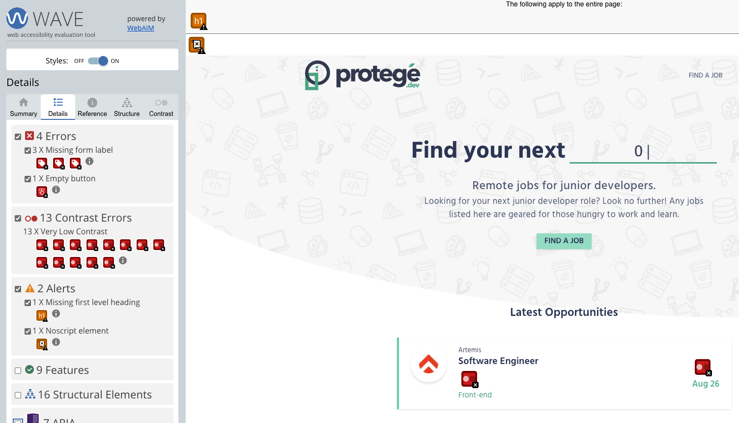 Accessibility issues on the home page · Issue #146 · ProjectProtege/protege · GitHub
