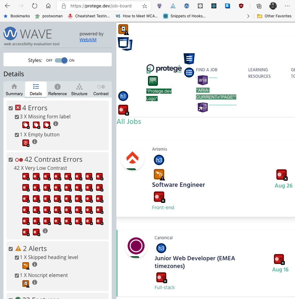 Accessibilty issues on the Job Board page · Issue #147 · ProjectProtege ...
