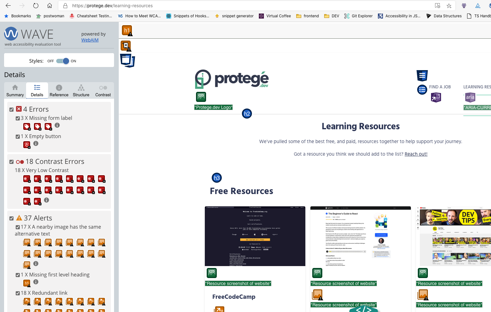 Accessibilty issues on the Learning Resources page · Issue #148 · ProjectProtege/protege · GitHub