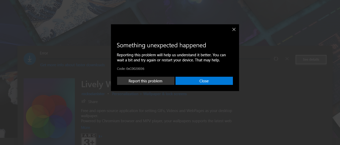 Can't Download from Windows Store and Website (0xC0020036) · Issue #462 ...