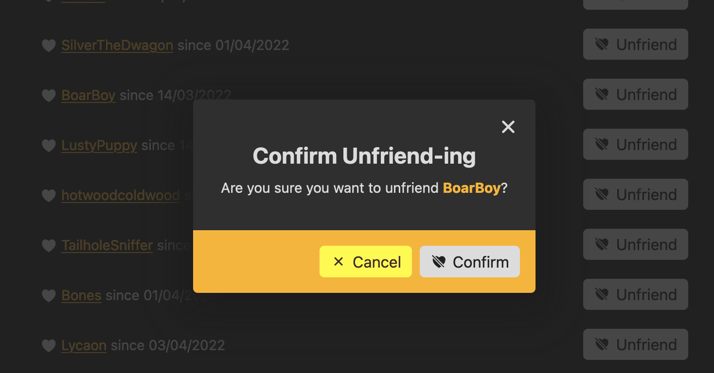 [Enhancement] Confirm dialog on friendship termination · Issue #26 ...
